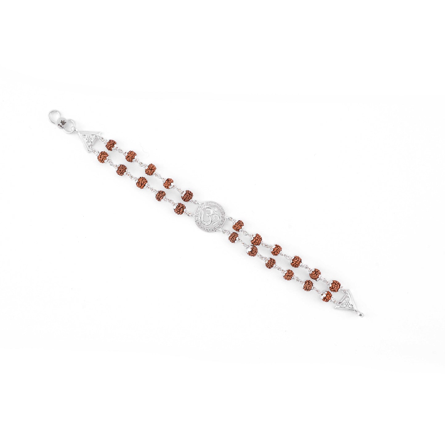 Silver Rakhi with Rudraksha and Om in the Middle, Double Line Design ...
