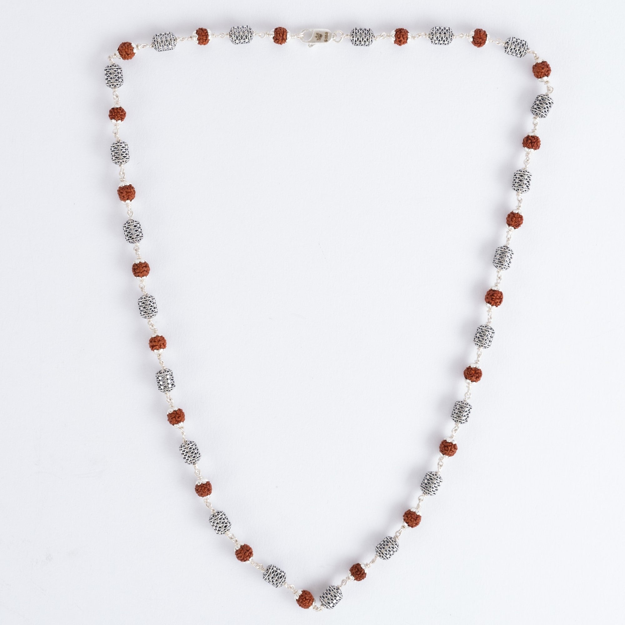 Rudraksha Silver Mala (Oval Filigree Beads) – Prinjal Jewels