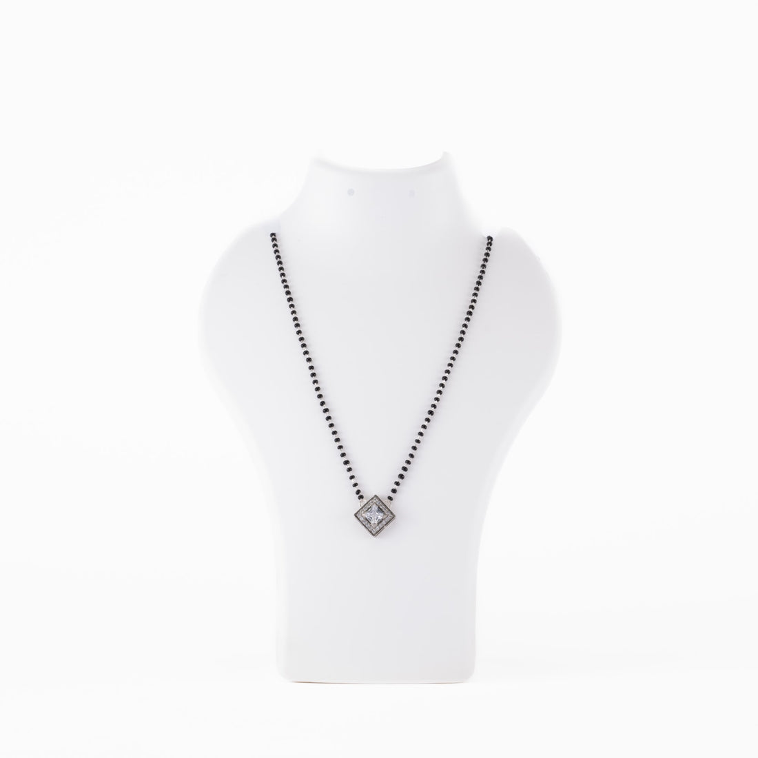 SOLITAIRE SQUARE SHAPE MANGALSUTRA IN SILVER 92.5 – Prinjal Jewellers